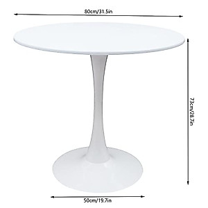 Xuthusman 31.5-in Round Tulip Pedestal Dining Table Mid-Century Modern Coffee Leisure Table Bar Tulip Pedestal End Side Table with Round MDF White