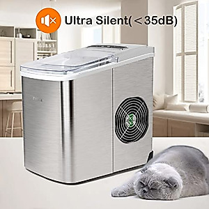 Zyerch Ice Maker Machine Countertop, 26lb Ice Per Day, Large or Small Ice Option, Easy to Clean, Enjoy Endless Supply of Ice in Party, Office, Patio, Home