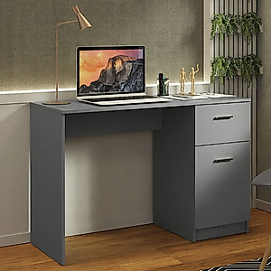 Madesa Compact Computer Desk Study Table for Small Spaces Home Office 43 Inch Student Laptop PC Writing Desks with Storage and Drawer - Grey