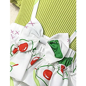 TyeSmo Baby Girl Dresses 9-12 Months Baby Girl Clothes Ruffle Short Sleeve Onesie Outfit Suspenders Baby Girl Romper Dresses for Baby Girls Summer Avocado Green