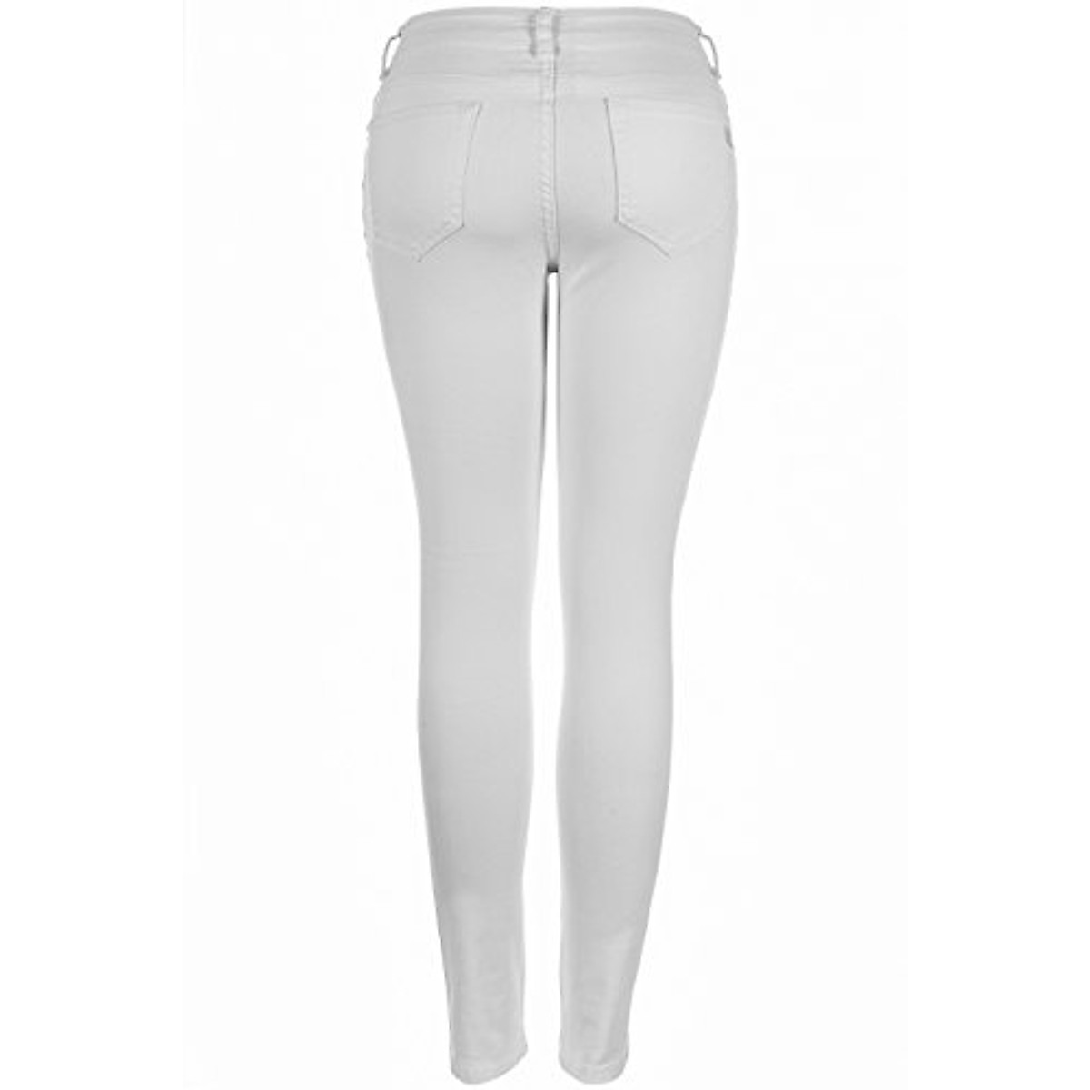 2LUV Women's Stretchy 5 Pocket Destroyed White Skinny Jeans, Size-7, White1