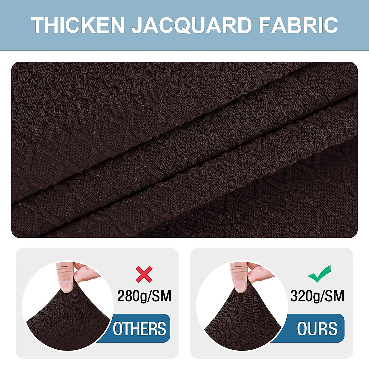 Smiry Stretch Jacquard Seat Covers for Dining Room Chairs Set of 6, Removable Washable Chair Seat Protector Slipcovers, No Rear Covers, Brown