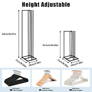 HONZUEN Hanger Stacker Metal, Height-Adjustable Hanger Storage Organizer Hold up to 120 Velvet Hangers, Hanger Organizer Stacker Stand for Closet and Laundry, Clothes Hanger Holder Space Saver 1 Pack