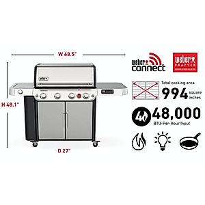 Weber Genesis SPX-435 Premium Smart Gas Grill, Liquid Propane, Stainless Steel