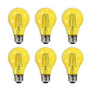 Sylvania LED Yellow Glass Filament A19 Light Bulb, Efficient 4.5W, 40W Equivalent, Dimmable, E26 Medium Base - 6 Pack (41742)