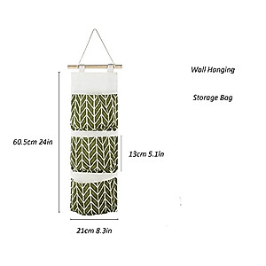 Setaria Viridis Hanging Storage Bag, Multifunctional Over The Door Wall Closet Organizer| Linen Fabric Hanging Pocket Organizer for Room Bathroom Bedroom Kitchen Dormitory Pack of 2 (yellow grey)
