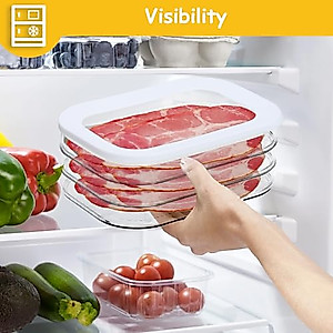 TOWEBOORY 3 Pcs Deli Meat Container for Fridge,Stackable Bacon Lunch Meat Container for Refrigerator,Food Storage Boxes with Lid for Cold Cuts, Salami,for Fridge Airtight Deli Holder