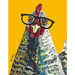 Desperate Enterprises Chicken with Glasses Tin Sign - Nostalgic Vintage Metal Wall Décor - Made in USA