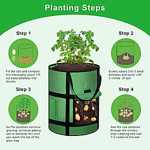 MEKOLIFE Grow Bags 6Pack - 10 Gallon Potato Grow Bags with Window to Harvest, Thickened Fabric Pots with Handles, Garden Bags to Grow Vegetables, Potatoes Tomato Chili Carrot