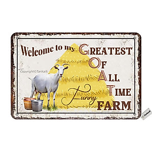 Welcome to My Funny Goat Farm Greatest of All Time 20X30 cm Metal Retro Look Decoration Crafts Sign for Home Kitchen Bathroom Farm Garden Garage Inspirational Quotes Wall Decor