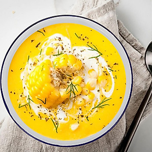 Hemoton 4pcs Vintage Style White Enamel Mixing Bowl with Black Trim Enamelware Metal Large Classic Round Salad Serving Bowl Soup Basins 20cm