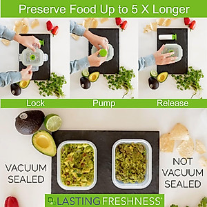Lasting Freshness 9 piece Vacuum Seal Food Storage Containers with Vacuum Pump, Airtight and Leak Proof, Vacuum Sealed Food Storage Containers, Meal Prep Containers, Keep Food Fresh up to 5 X Longer