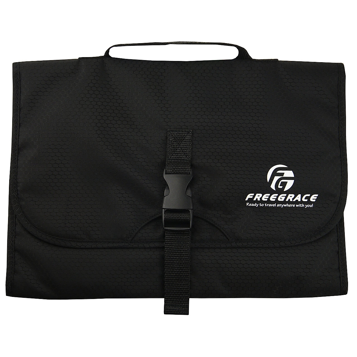 Freegrace Premium Hanging Toiletry Travel Bag - Cosmetic, Jewelry, Toiletry & Accessory Storage Organizer Bag, Large Size, Various Compartments (Black)