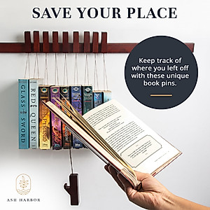 Ash Harbor Wall Book Organizers Hanging Pins - Extra Pins for Floating Shelves Wall Mounted, Extra Hardwood Hanging Pins for Floating Bookshelves, Ideal for Book Lovers, (Dark Finish)