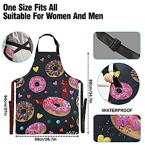 ALAZA H Yummy Donuts Adjustable neck strap Bib Aprons with 2 Roomy Pockets