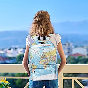 Backpack World Map And Flags School Bookbag for Boys Girls Computer Backpacks Book Bag Travel Hiking Camping Daypack