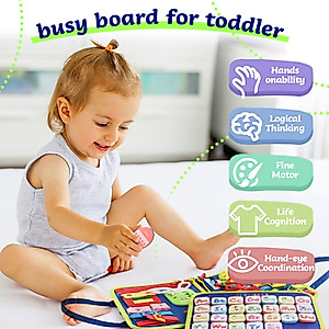 TenFans Space World Montessori Toys, Educational Learning Toys, Busy Board for Toddlers 1-4 Year Old, Sensory Toy, Baby Dress Toys, Activity Board for Montessori Activities