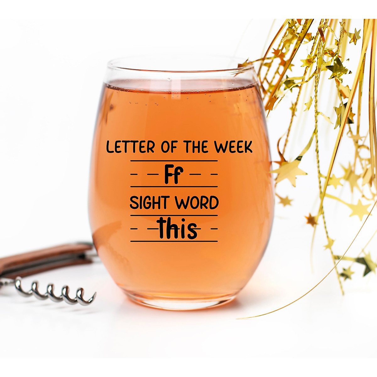 Sight Words 15 oz Wine Glass - Teacher Appreciation Gifts - Best New Teacher Gift Idea for Women, Funny Back to School Present from Students, Thank you Gifts for Coworker Retirement Birthday Christmas