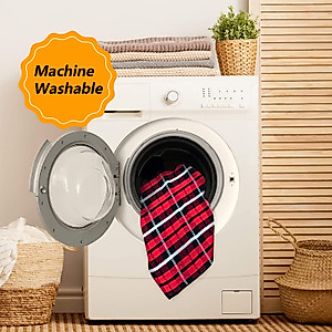 YINLUMY Christmas Buffalo Plaid Outdoor Doormat 23.6” x 51.2 Black/Red Checkered Rug,Cotton Hand-Woven Washable Front Layered Door Mats Reversible Fall Porch Rug for Farmhouse/Entryway/Patio