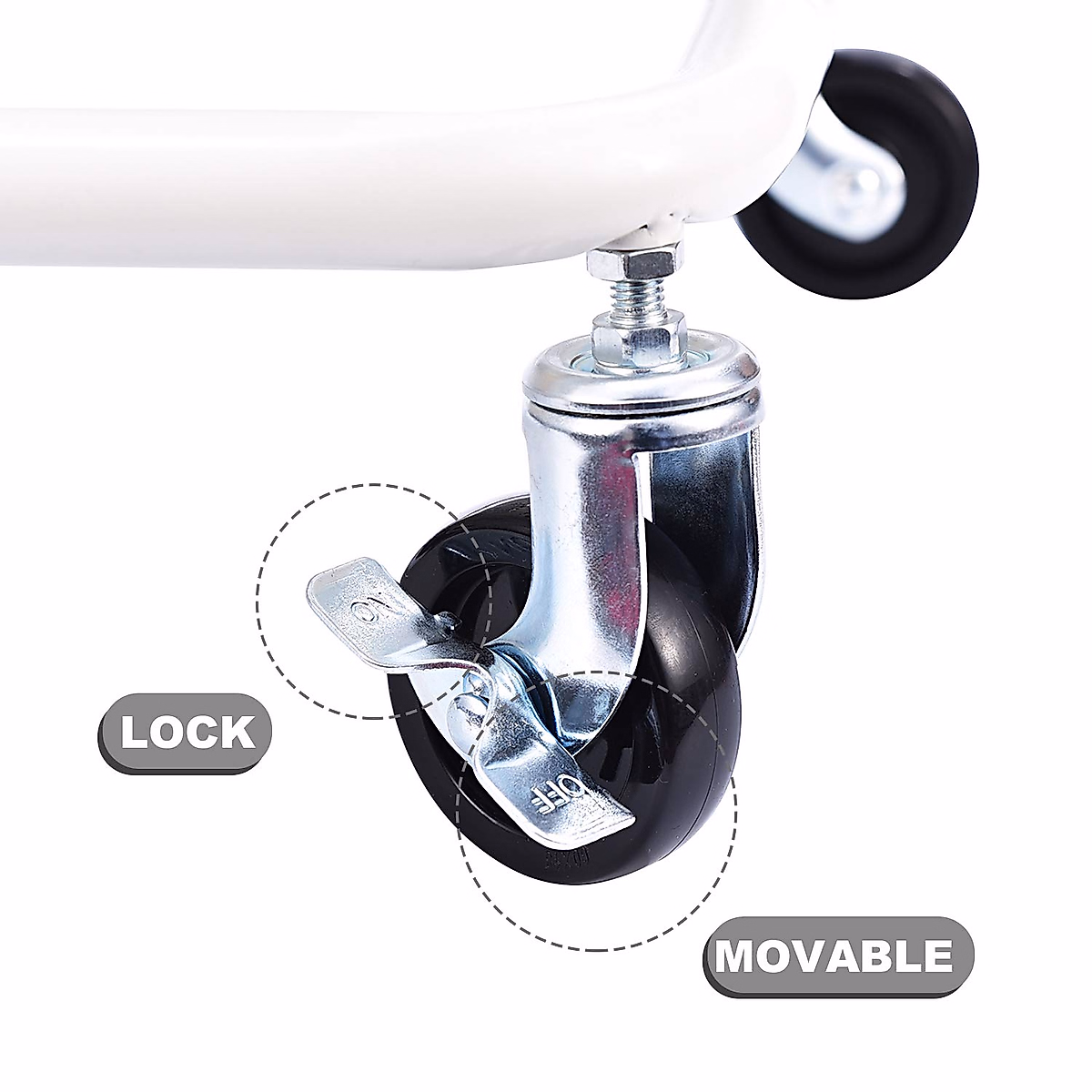 2-Tier Metal Utility Rolling Cart Storage Side End Table with Cover Board for Office Home Kitchen Organization, Cream White