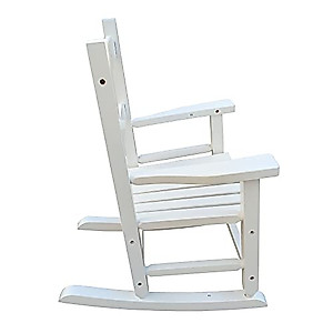 Child's Rocking Chair Solid Wood Kids Rocking Chair,Wooden Rocker Chair for Children Aged 3-7,Oak Rocking Chair for Front Porch/Outdoor/Indoor,Plywood Rocking Chair (White-2)