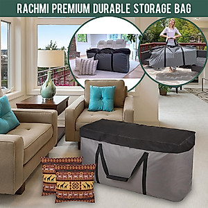 Rachmi Cushion Storage Bag (152 Gal) 60 Inch with Zipper & Padded Handle, Outdoor Oversized Heavy Duty 600D Water-resistant Moving Bag, (60"Wx20"Dx29"H, Extra Large)