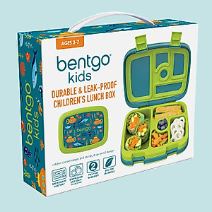 Bentgo Kids Prints Leak-Proof, 5-Compartment Bento-Style Kids Lunch Box - Ideal Portion Sizes for Ages 3-7, Durable, Drop-Proof, Dishwasher Safe, & Made with BPA-Free Materials (Submarine)