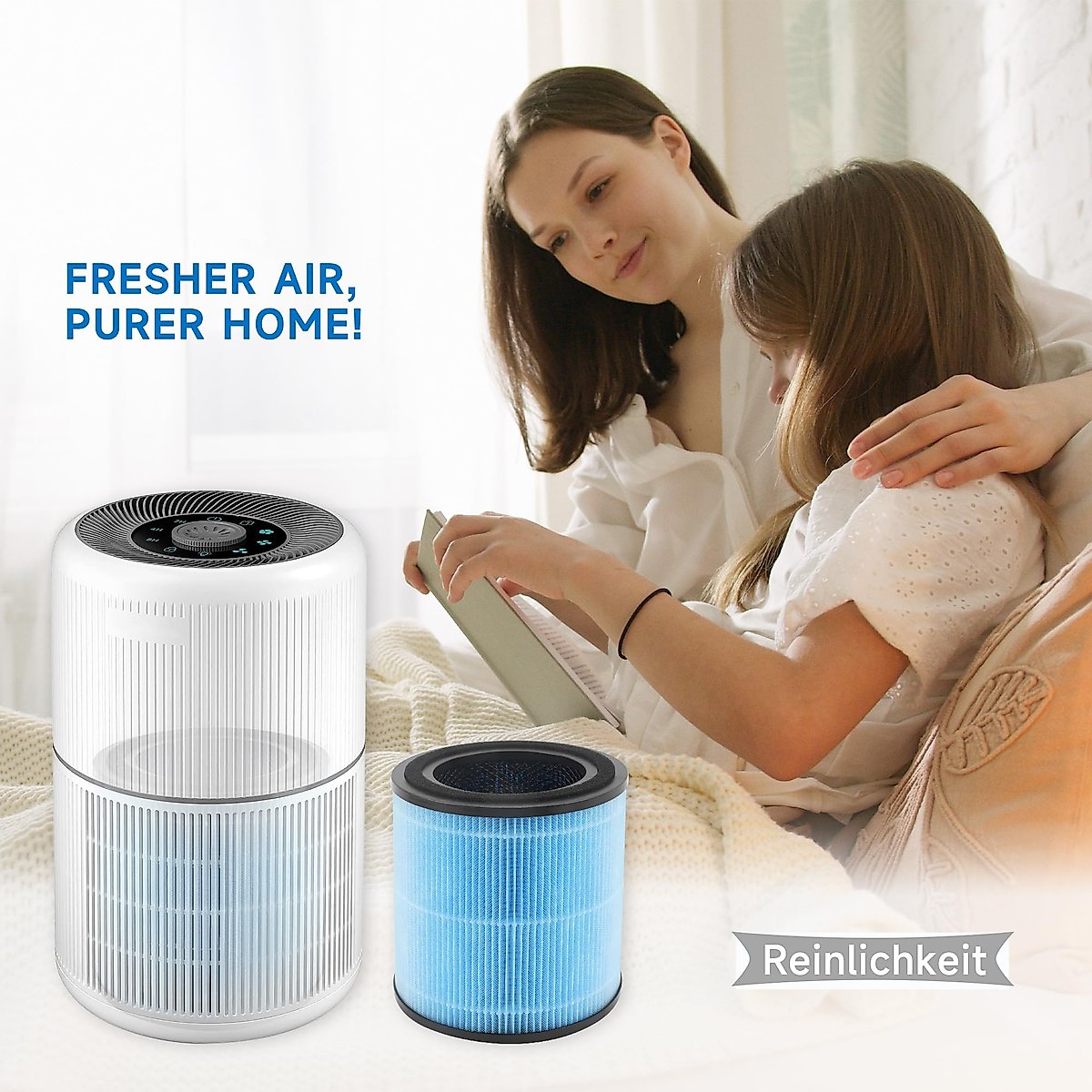 Reinlichkeit AP0601 Replacement Filters Compatible with Airtok Air Puri-fier, 4-in-1 H13 True HEPA Filters, High-Efficiency Activated Carbon Filter, AP0601-RF 4 Pack