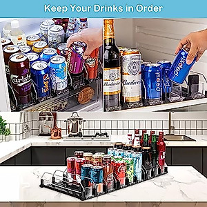 2PACK Drink Organizer for Fridge, 6 Rows Large Capacity Self-Pushing Soda Can Organizer for Refrigerator, Soda Can Dispenser Can Storage Organizer Pantry Vending Machine (12 Inches - 6 Rows, Clear)