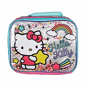 Hello Kitty Glitter 2 Piece School Travel Backpack Set For Girls With Detachable Insulated Lunch Box