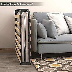 Giantex Folding Rollaway Bed with Mattress for Adults, Cot Size Portable Guest Bed with Memory Foam Mattress for Bedroom Office, Fold up Bed with Steel Frame & Wood Slats, Easy Storage, Made in Italy