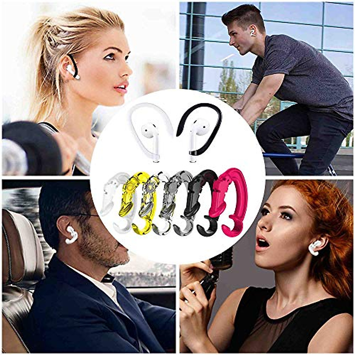 SUOFEIK 4 Pairs Ear Hooks Compatible with Apple AirPods 3 ,1, 2 and Pro, Anti-Slip Anti-Drop Ear Covers AirPods Accessories for Running, Cycling and Other Indoor-Outdoor Activities (2+2White)