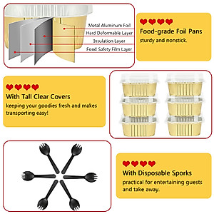 LNYZQUS Large Cupcake Liners Aluminum Pans With Lids 40 Pack, Square 10oz Small Cake Muffin Tin,Disposable Ramekins Baking Pan Containers For Brownie Mini Cake Bread Dessert-Gold