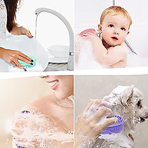 Silicone Body Scrubber Loofah - Set of 3 Soft Exfoliating Body Bath Shower Scrubber Loofah Brush for Sensitive Kids Women Men All Kinds of Skin(Purple/Green/Pink)