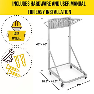 Adir Mobile Blueprint Holder - Blueprint Hanging Rack, Poster Display, Map Organizer Rack, Hanging File Organizer Stand for Office, Home, Jobsites