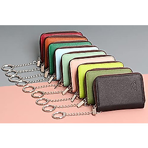 FurArt Credit Card Wallet, Zipper Card Cases Holder for Men Women, RFID Blocking, KeyChain Wallet, Compact Size