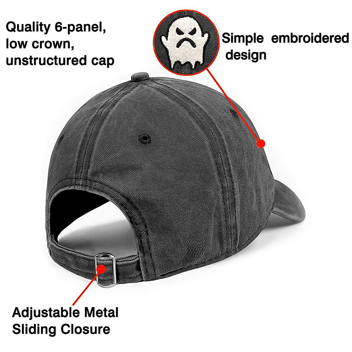 Heucapc Embroidered Halloween Baseball Cap Vintage Ghost Denim Hat Adjustable Embroidery Pumpkin Dad Hats for Men Women