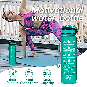 IDOKER Water Bottle, 32oz Gallon Water Bottle, BPA-Free, Sports Water Bottle with Straw, Reusable Water Bottle with Time Marker, Motivational Water Bottle for Fitness and Outdoor Enthusiasts.