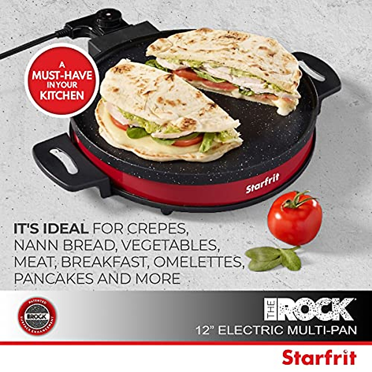 Starfrit 024426-003-0000 Electric Crepe Maker, 12", Red