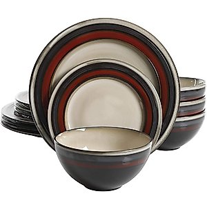 Gibson Elite Everston 12 Piece Dinnerware Set, Red