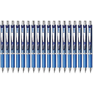 Pentel EnerGel Deluxe RTX Retractable Liquid Gel Pen, 0.7mm Medium Line, Blue, Pack of 18