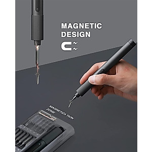 Mini Electric Precision Screwdriver,Powerful Magnetic Motor, High Strength S2 Steel Screwdriving Bits,Long Time Working Rechargeable Lithium Battery, LED Lights,Perfect for Phones PC Laptops,Grey