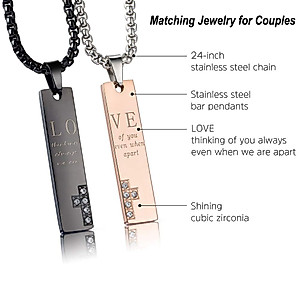 Wolentty Couple His Hers Distance Necklaces for Valentine's Day Gift