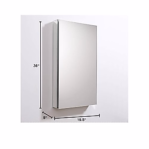 Fresca Bath 20" W x 36" H Modern Bathroom Medicine Cabinet with Mirrors, Recessed or Wall-Mount Installation, 4 Adjustable Glass Shelves, 1 Mirrored Door - #FMC8059