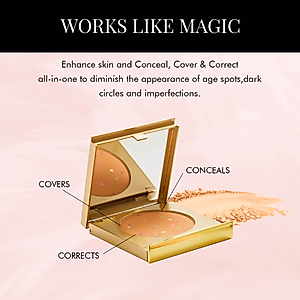 MagicMinerals by Jerome Alexander, Mineral Powder Foundation Set with Mirror Compact, Lash Extending Mascara, Professional Stubby Brush & Blending Sponge (Light)