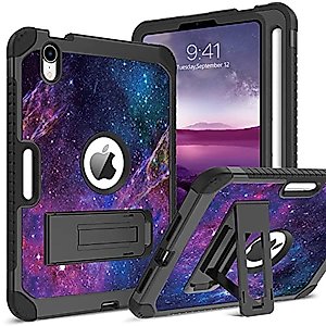BENTOBEN iPad Mini 6 Case, Slim Space Galaxy Design 3 Layers Heavy Duty Rugged Shockproof Kickstand Protective Tablet Cover Case for iPad Mini 6th Generation 8.3 Inch 2021, Purple