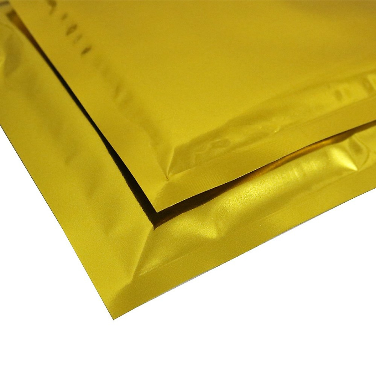 100PCS Double-Sided Shiny Gold Flat Zip Seal Premium Foil Bags 10x15cm (3.9x5.9")