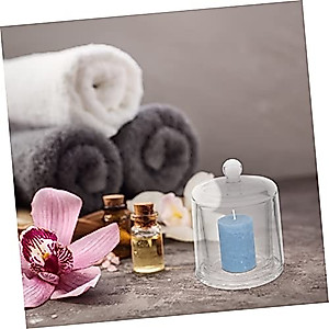 Garneck 1 Set Candlestick Food Glass Dome Glass Candle Cups Food Serving Cover Glass Container with Lid Clear Glass Bell Jar Desert Cloche Dome Candle Holder Dome Crystal Household Cake