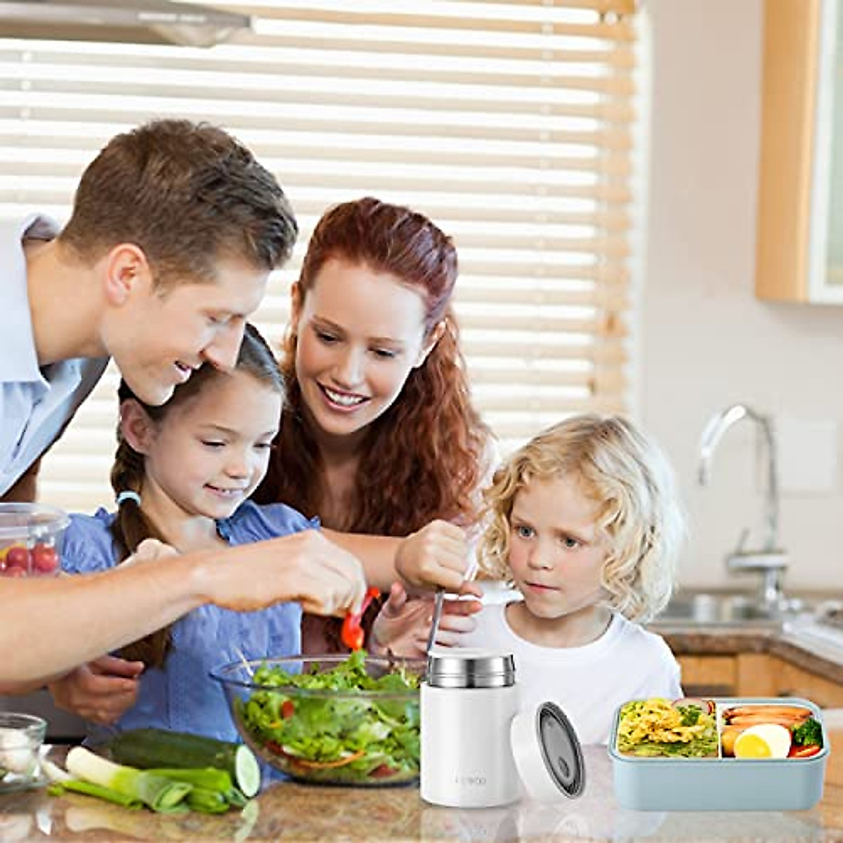 FEWOO Soup Thermos,Food Container for Hot Cold Food, Vacuum Insulated Stainless Steel Lunch Box for Kids Adult,Leak Proof Food Jar for School Office Picnic Travel Outdoors (White 13.5oz)