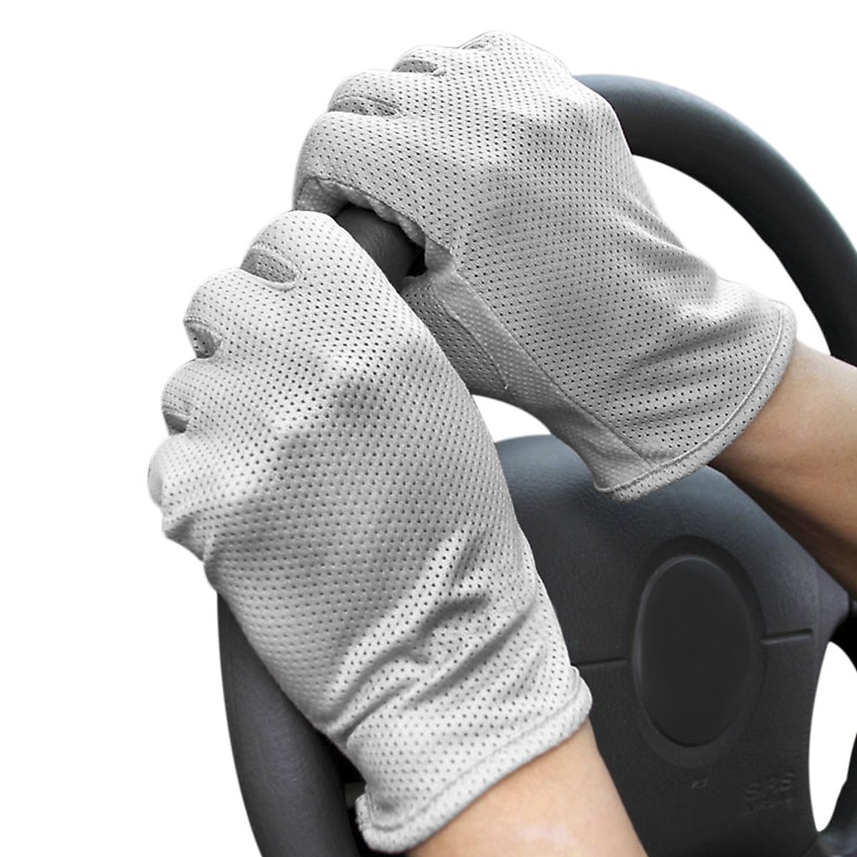 JIAHG Mens Driving Gloves Summer UV Sun gloves Non Slip Touchscreen Cotton Gloves Outdoor Sunblock Gloves for Cycling Motorcycle (gray)